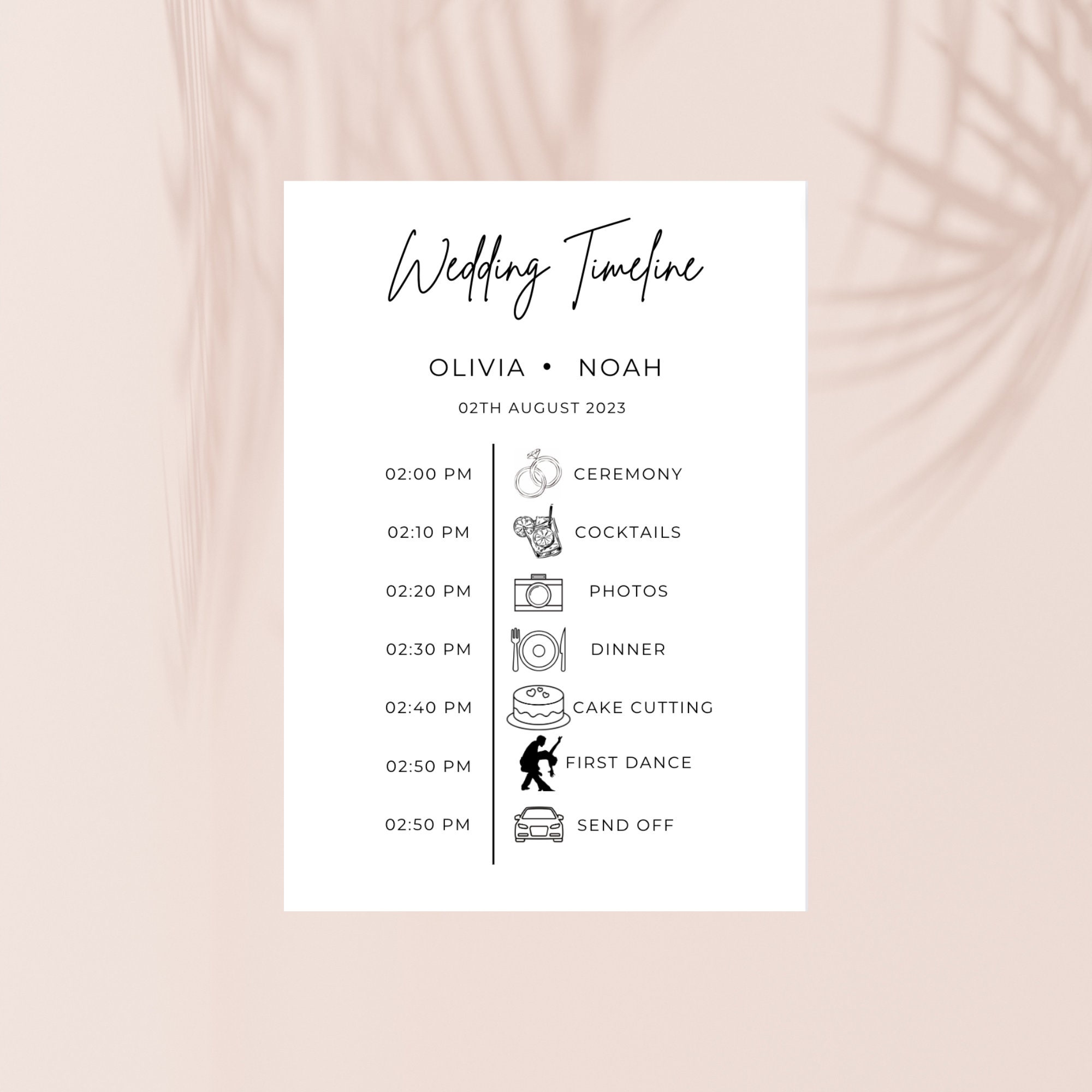 Editable Timeline for a Modern and Minimalist Wedding Instant Download ...