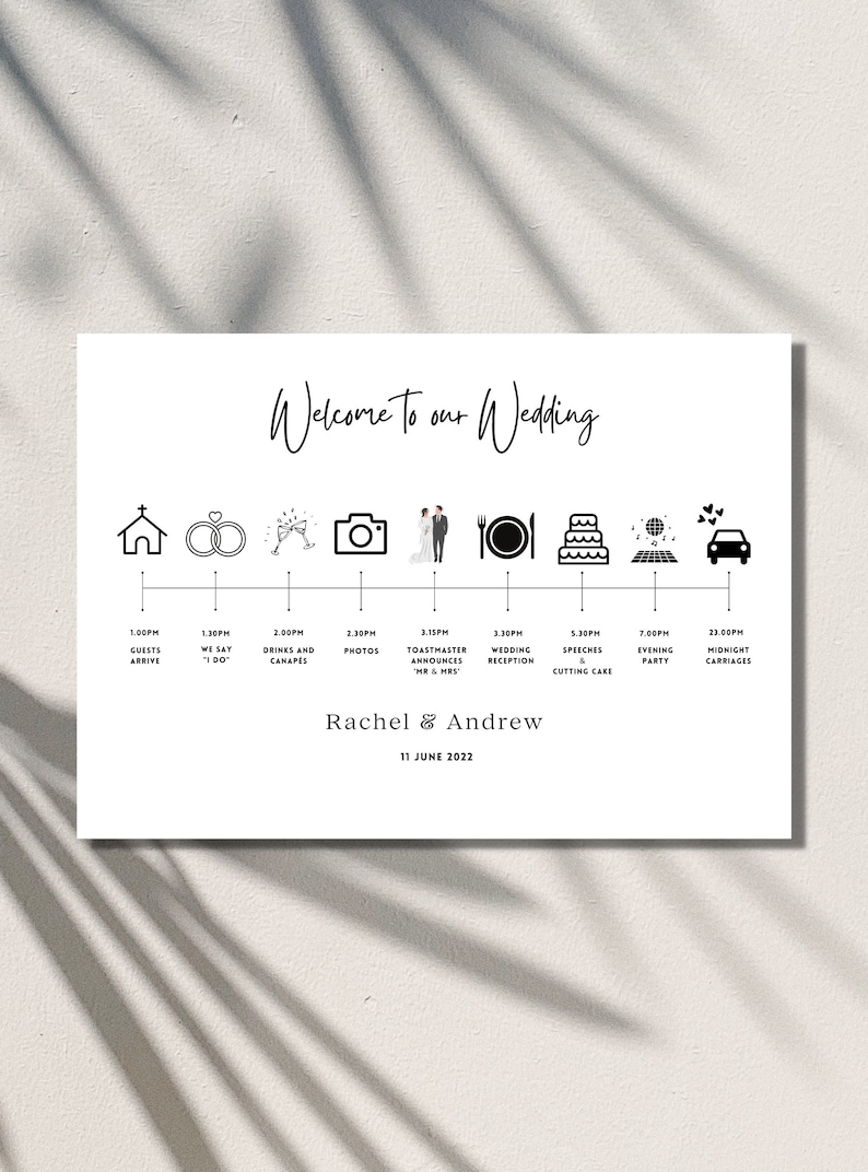 Wedding Timeline Sign, Wedding Timeline Sign Landscape, Minimalistic ...