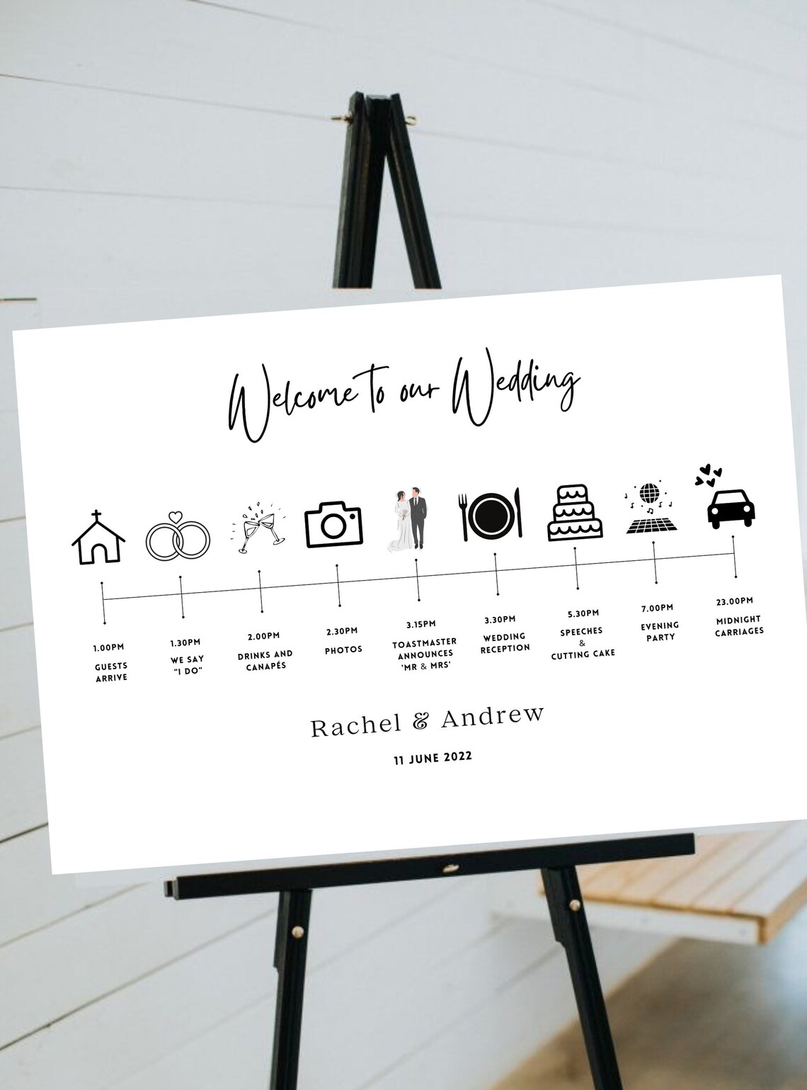Wedding Timeline Sign, Wedding Timeline Sign Landscape, Minimalistic ...
