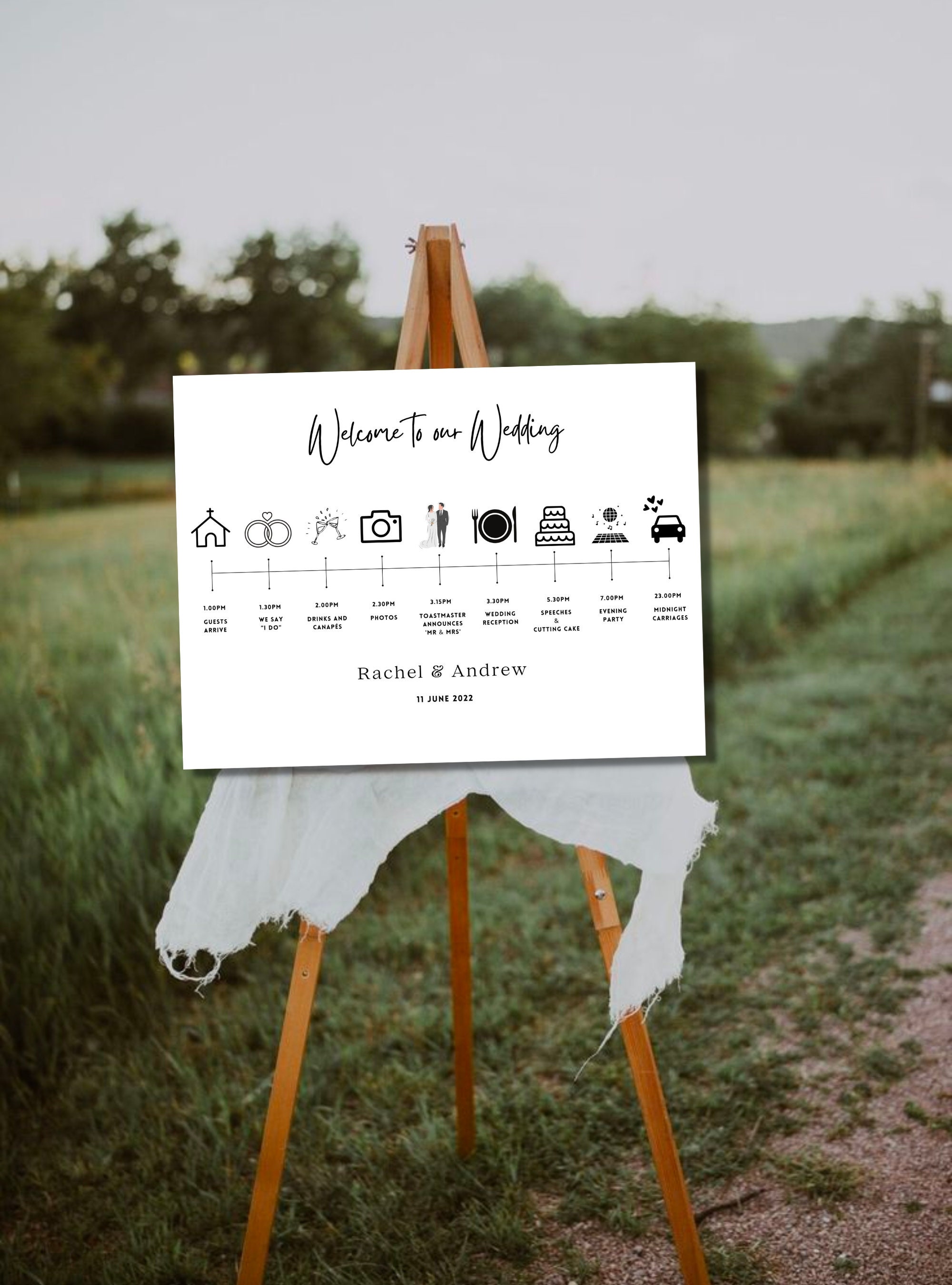 Wedding Timeline Sign, Wedding Timeline Sign Landscape, Minimalistic ...