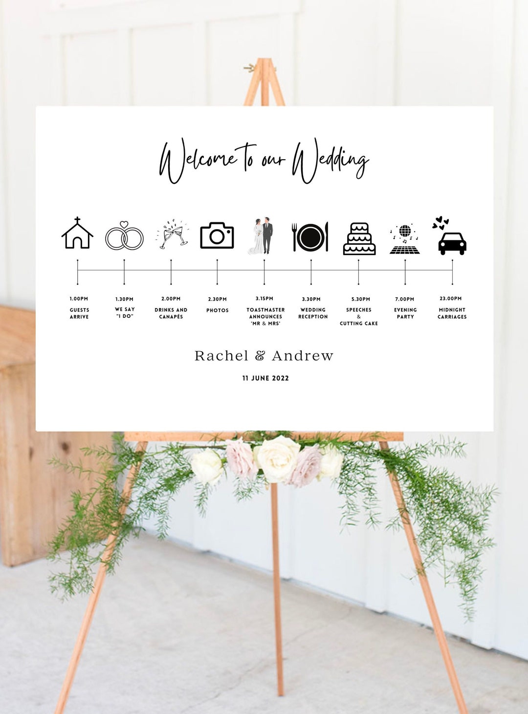 Wedding Timeline Sign, Wedding Timeline Sign Landscape, Minimalistic ...