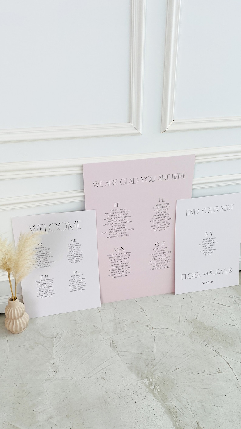 Seating Chart Sign Wedding Set of 3,seating Chart Set Wedding, Seating ...