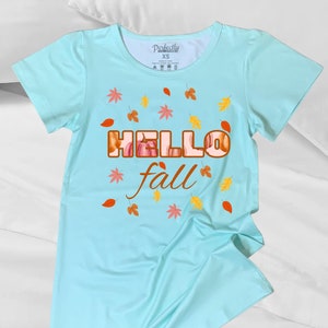 Hello Fall Pumpkin and Leaves Nightgown for Girls, Cute Autumn ...