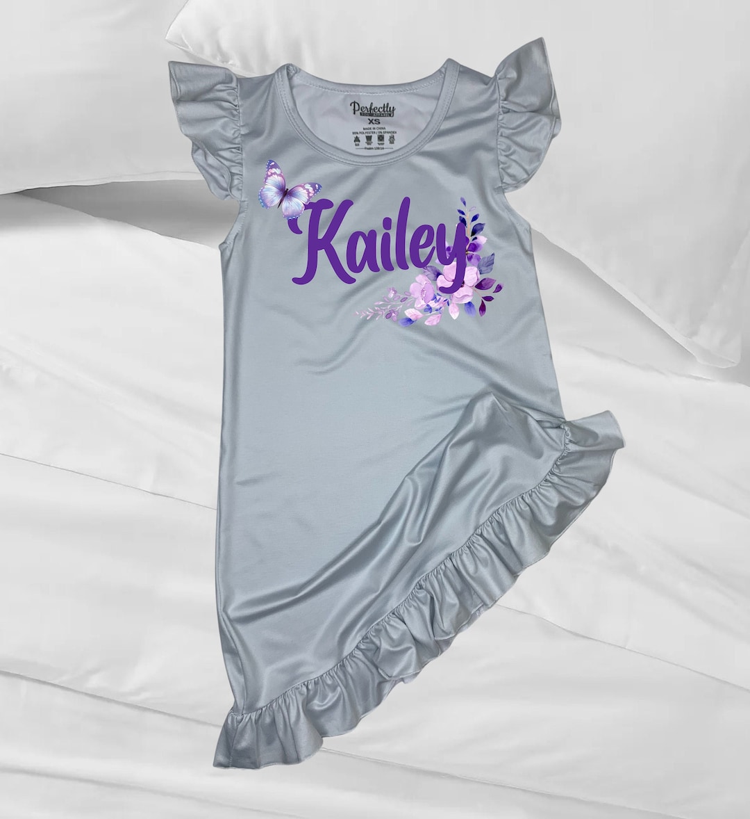 Personalized Name Flower Themed Toddler Girl Nightgown, Custom Matching ...