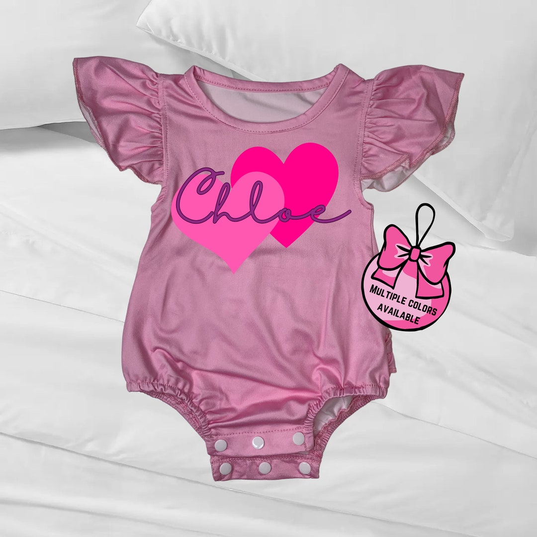 Customized Baby Girl Valentine's Day Romper, Custom Pink Sweetheart's ...