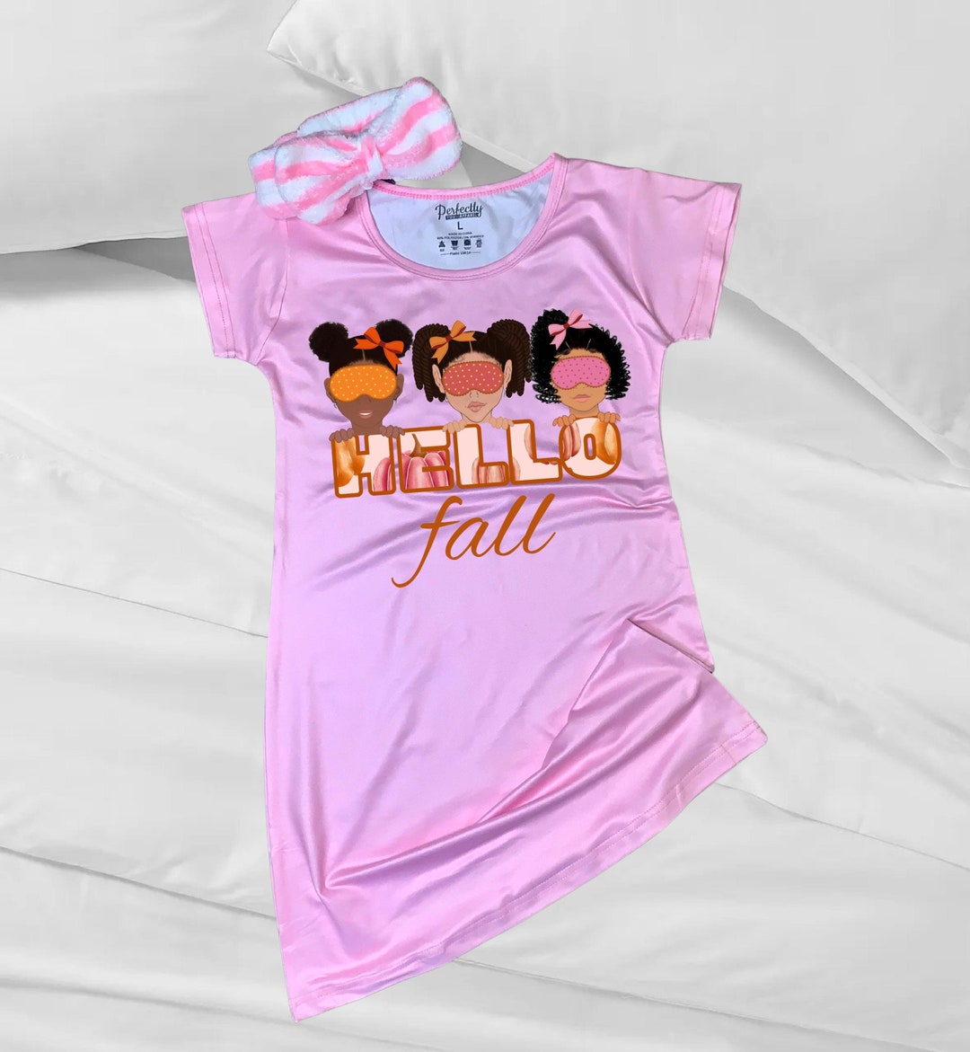 Hello Fall Girlies Pumpkin Nightgown for Kids, Cute Autumn Aesthetic ...