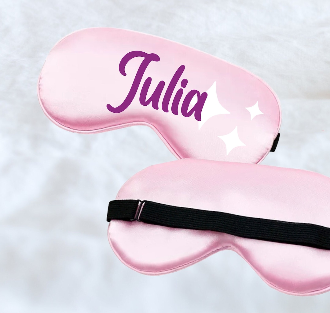 Personalized Pink Satin Sleep Mask: Adjustable Strap, Slumber Party Spa ...
