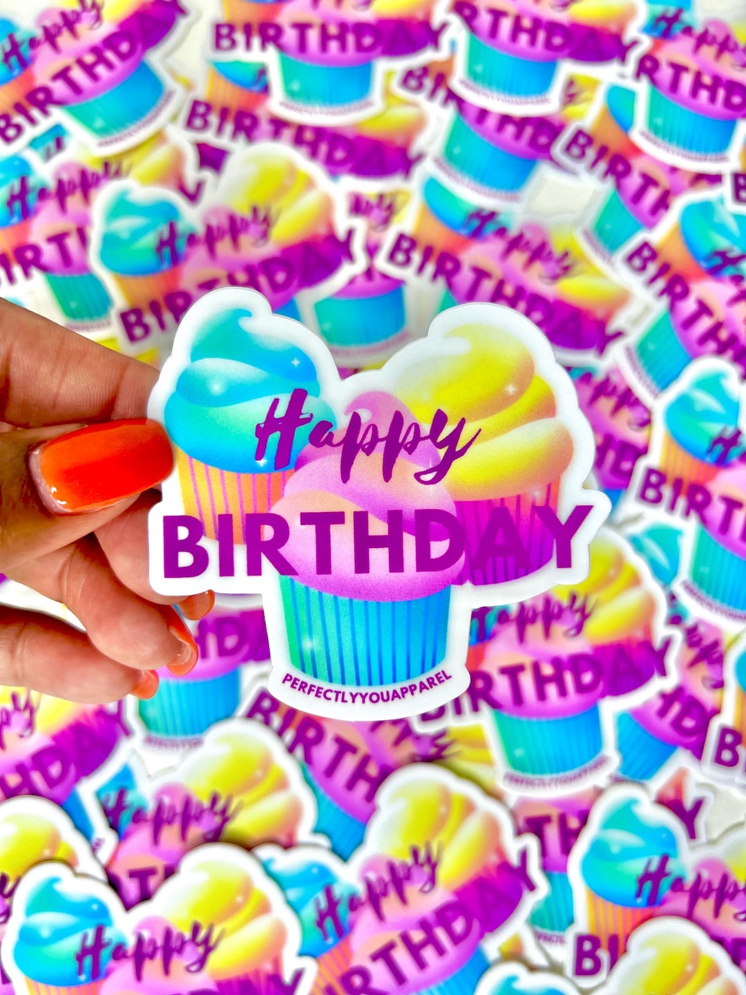 Happy Birthday Girly Sticker, Cute Aesthetic Waterbottle Decal, Phone and Notebook Cover ...