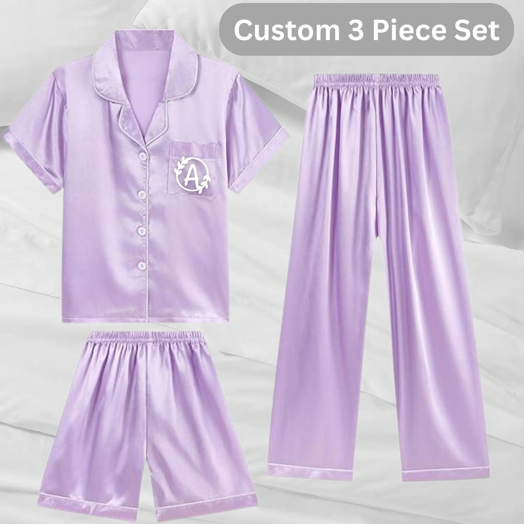 Personalized Satin Nightgown Bundle for Girls: Kids Spa Party, Slumber ...