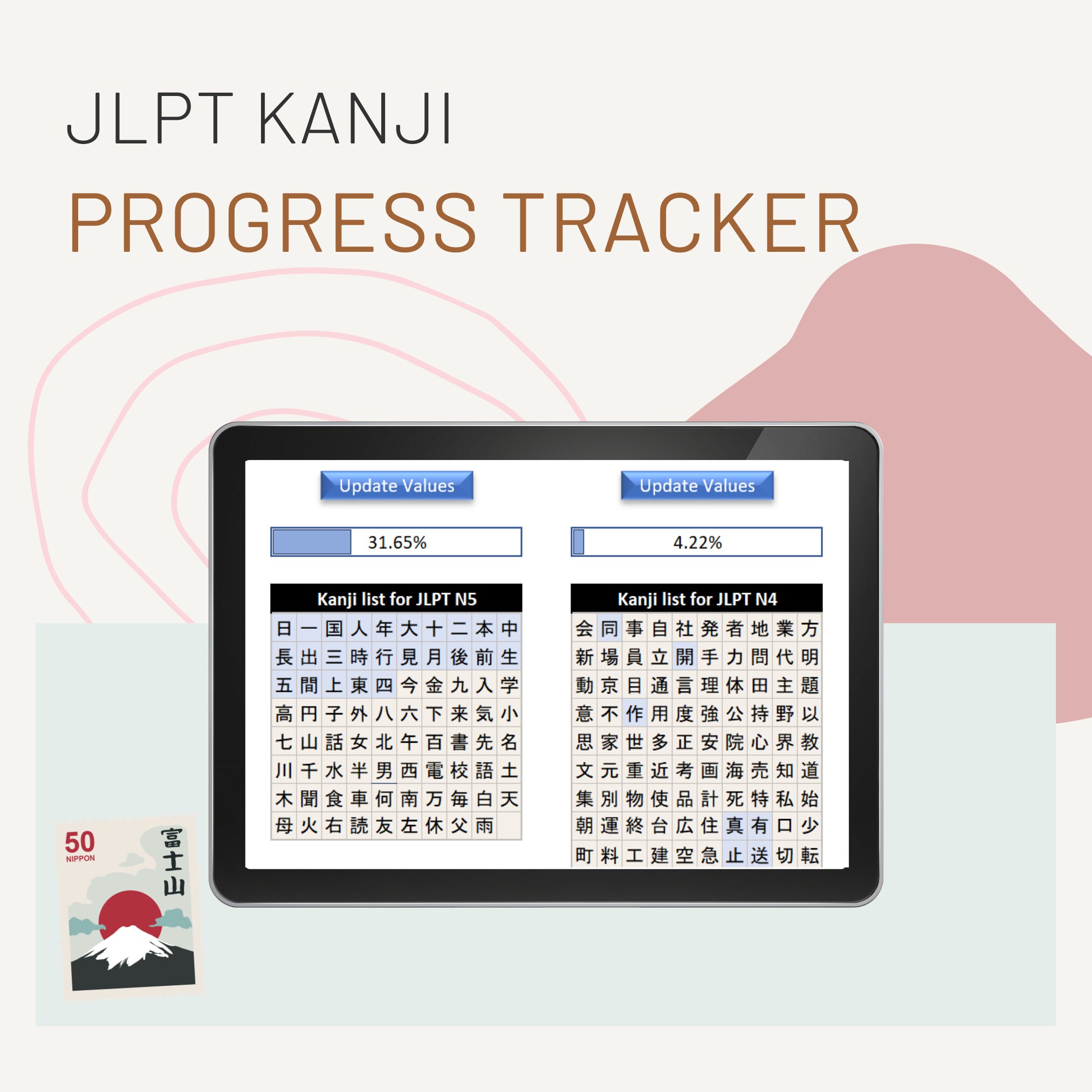 JLPT Kanji Learning Progress Tracker - Etsy