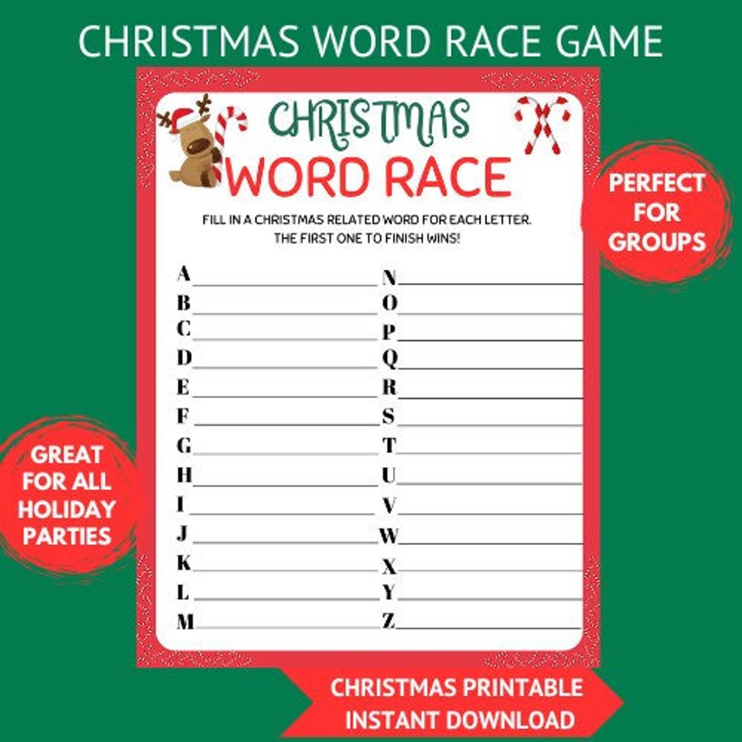Christmas Word Race Game | Christmas Printable Game | Christmas Family ...