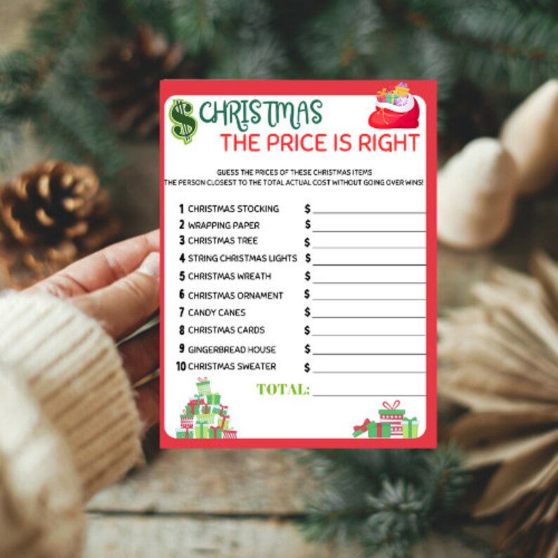 Christmas Price is Right Game | Christmas Printable Game | Christmas ...
