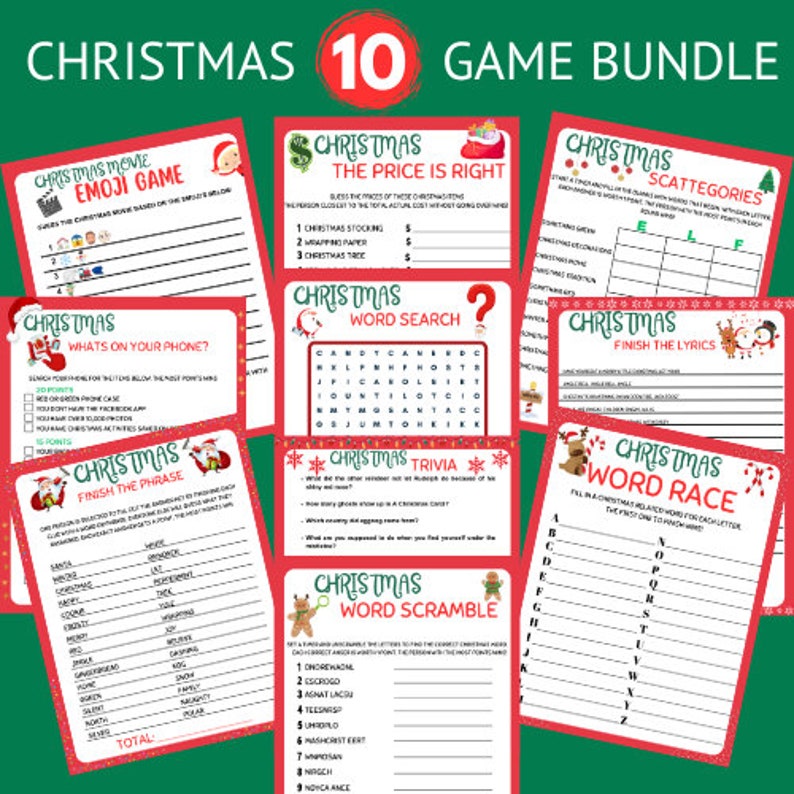 Printable Christmas Game Bundle | Christmas Party Games | Christmas ...