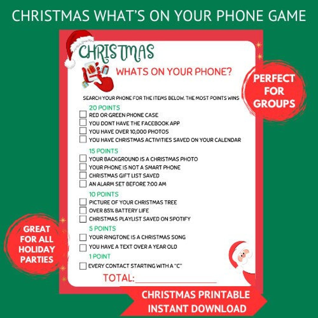 Christmas What's on Your Phone Game | Christmas Printable Game ...