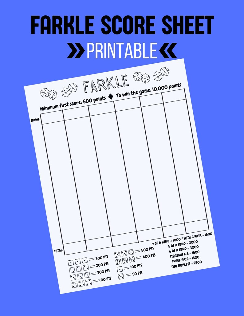 Farkle Score Sheet - Etsy