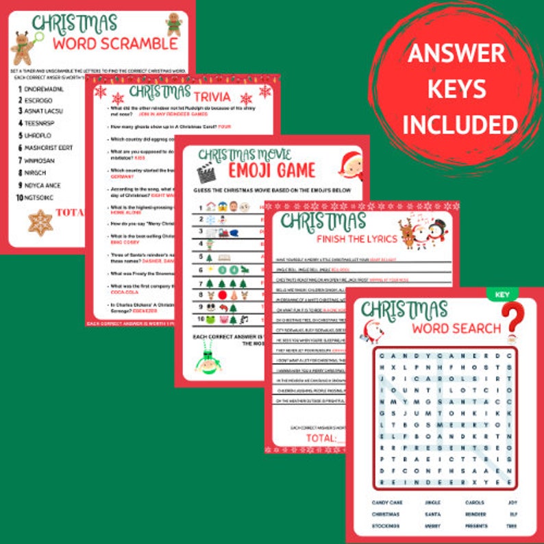Printable Christmas Game Bundle | Christmas Party Games | Christmas ...