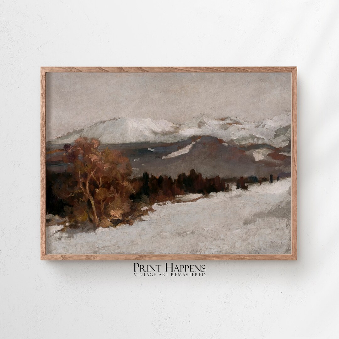 Muted Winter Oil Painting | PRINTABLE Wall Art | Vintage Fine Art Print ...