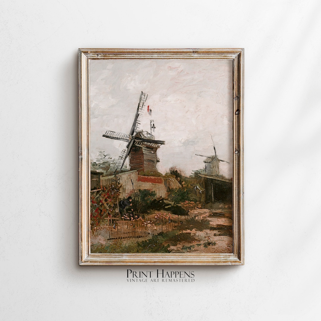 Dutch Windmill Printable Wall Art | Antique Print | Classic Oil ...