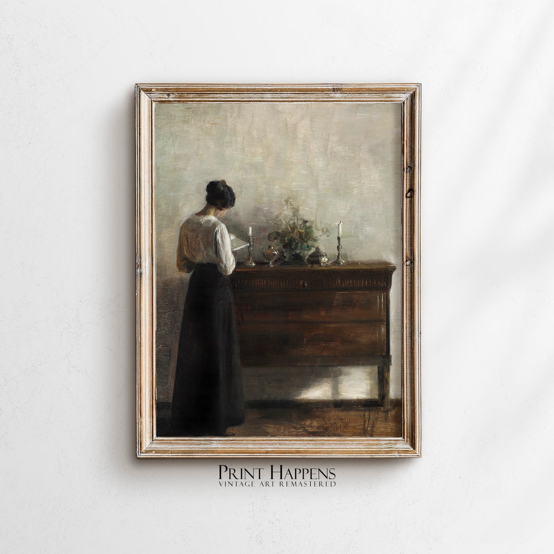 Printable Vintage Girl Portrait Rustic Painting Wall Art Classic Oil ...