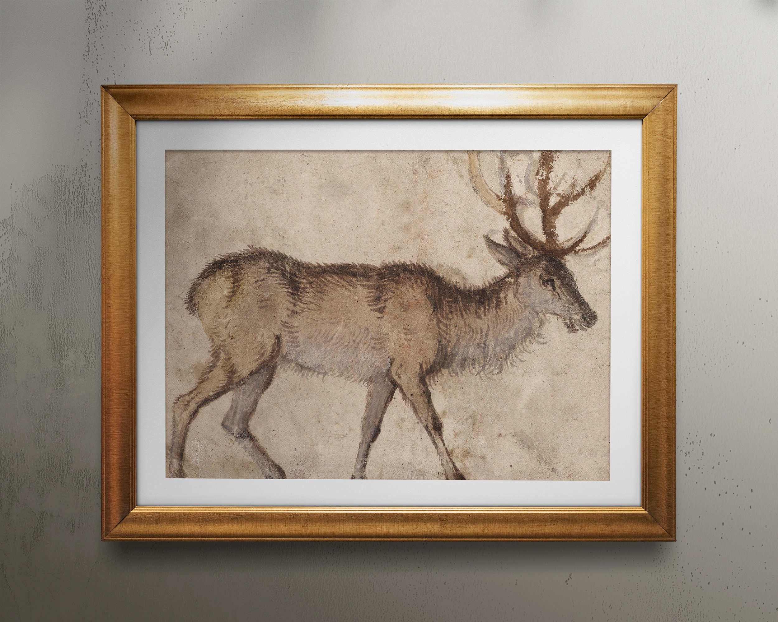 Antique Reindeer Painting | PRINTABLE Wall Art | Vintage Fine Art Print ...