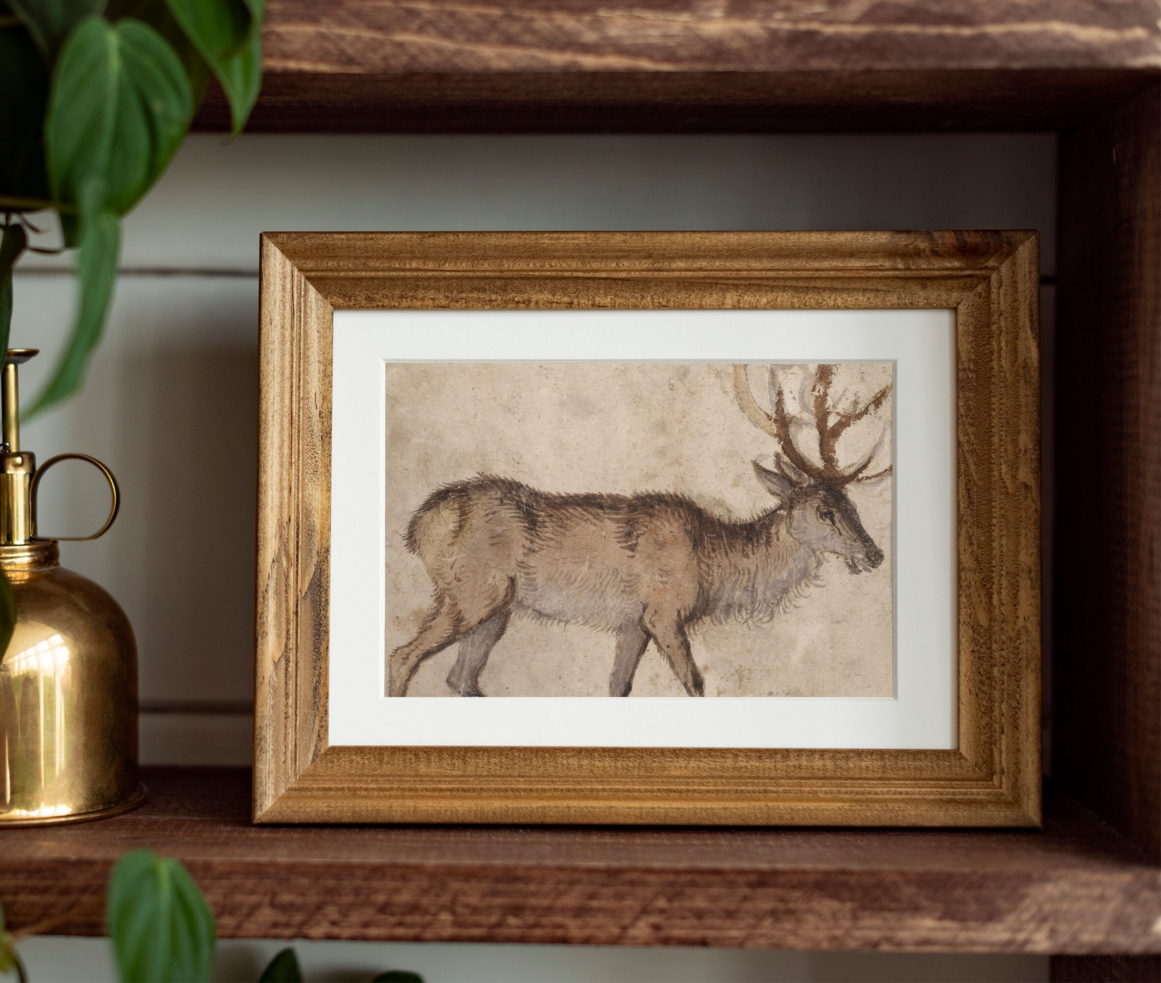 Antique Reindeer Painting | PRINTABLE Wall Art | Vintage Fine Art Print ...
