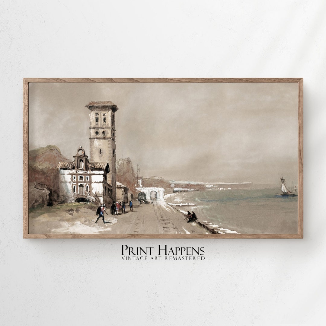 Samsung FRAME TV ART 4K | Neutral Costal Landscape | Vintage Fine Art ...