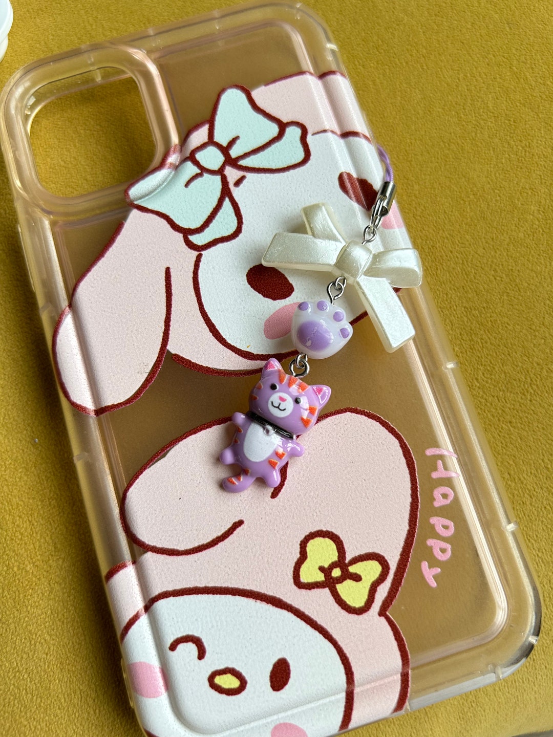 HANDMADE Cute Kawaii Calico Cat Phone Charm, Beaded Accessories ...