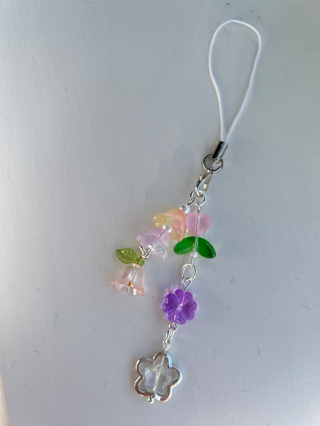 HANDMADE Cute Fairycore Clover Phone Charm, Beaded Jewelry, Beaded Accessories, Phone Accessory ...