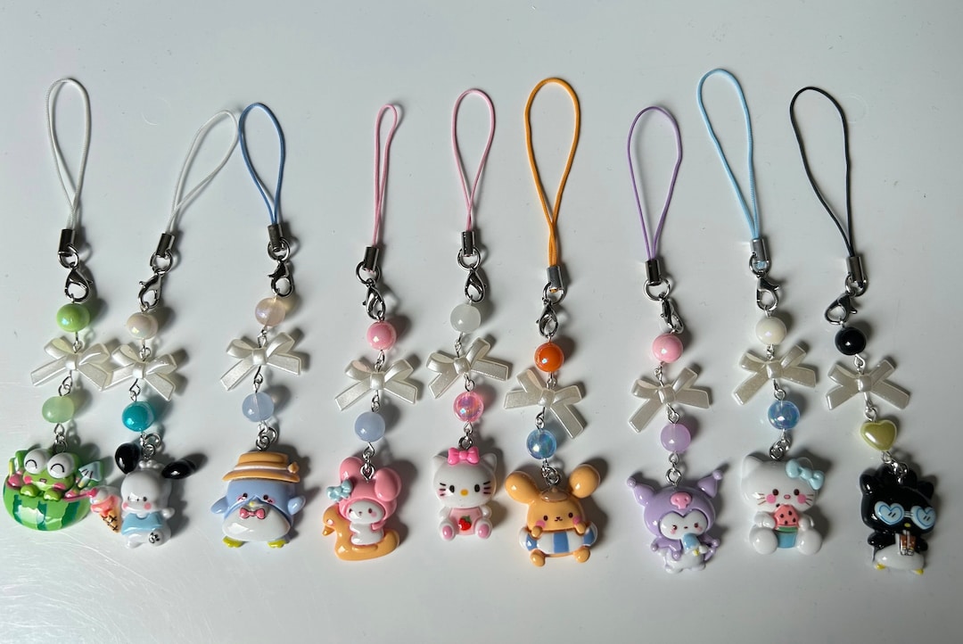 HANDMADE Cute Sanrio Holiday Themed Phone Charms, Beaded Jewelry ...