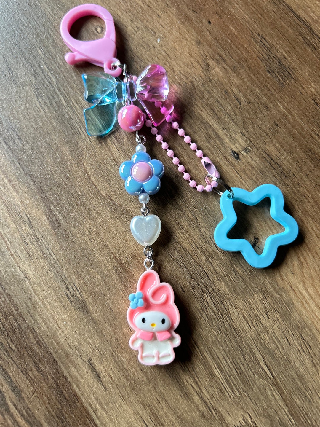HANDMADE Pretty Pink My Melody Themed Keychain, Keyring, Beaded ...
