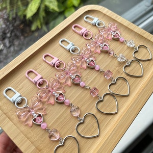 HANDMADE Cute Coquette Keychains, Beaded Accessories, Bag Charm, Pastel ...