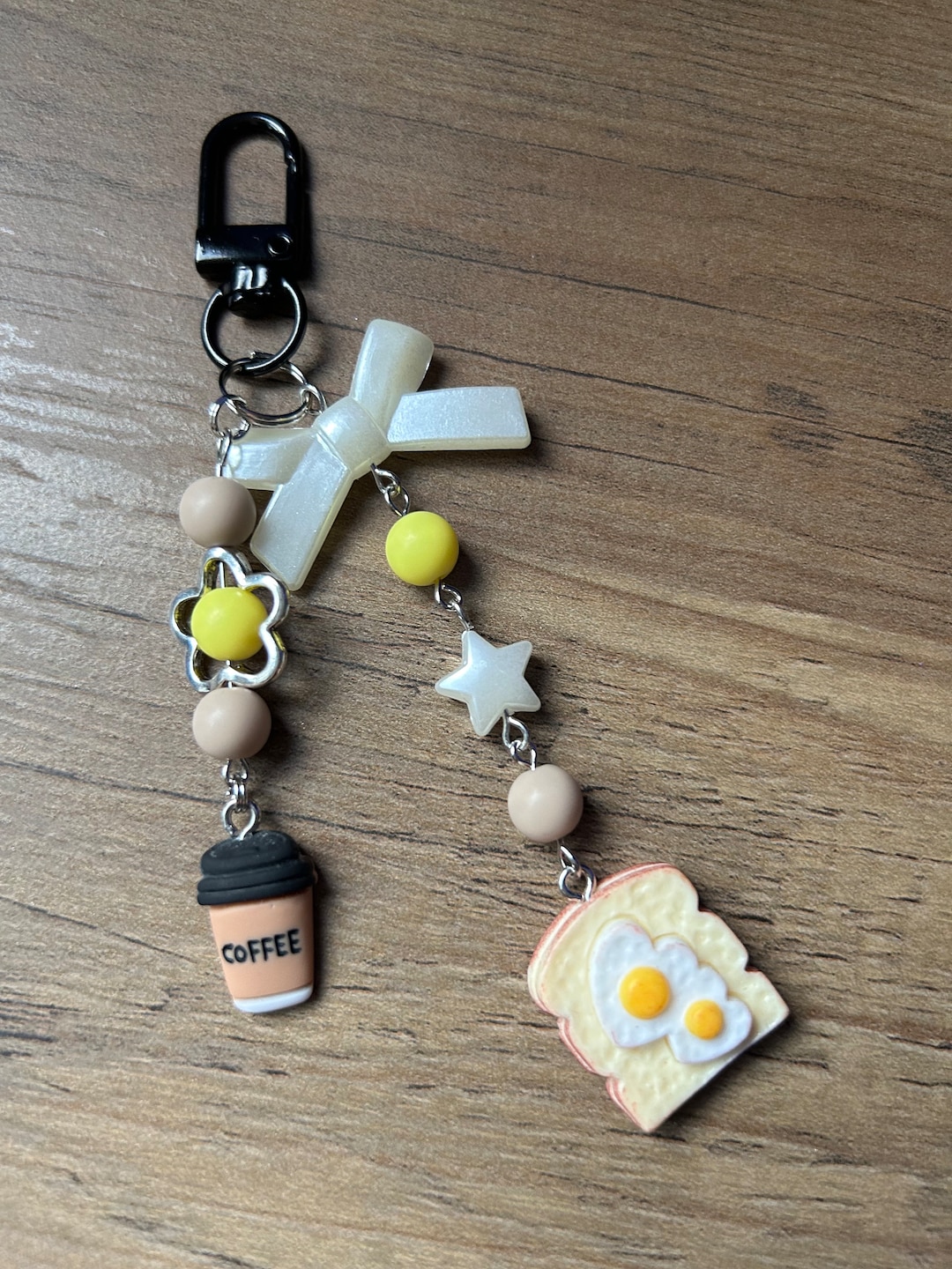 HANDMADE Cute Kawaii Breakfast Keychain, Beaded Jewelry, Beaded ...