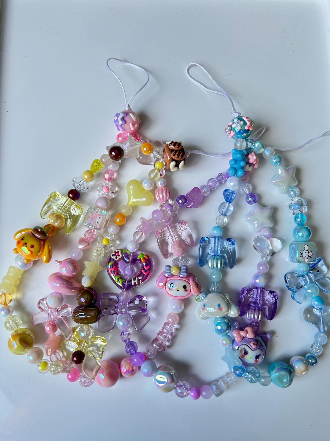 HANDMADE Cute Sanrio Inspired Gamer Girl Jelly Phone Charms, Beaded ...