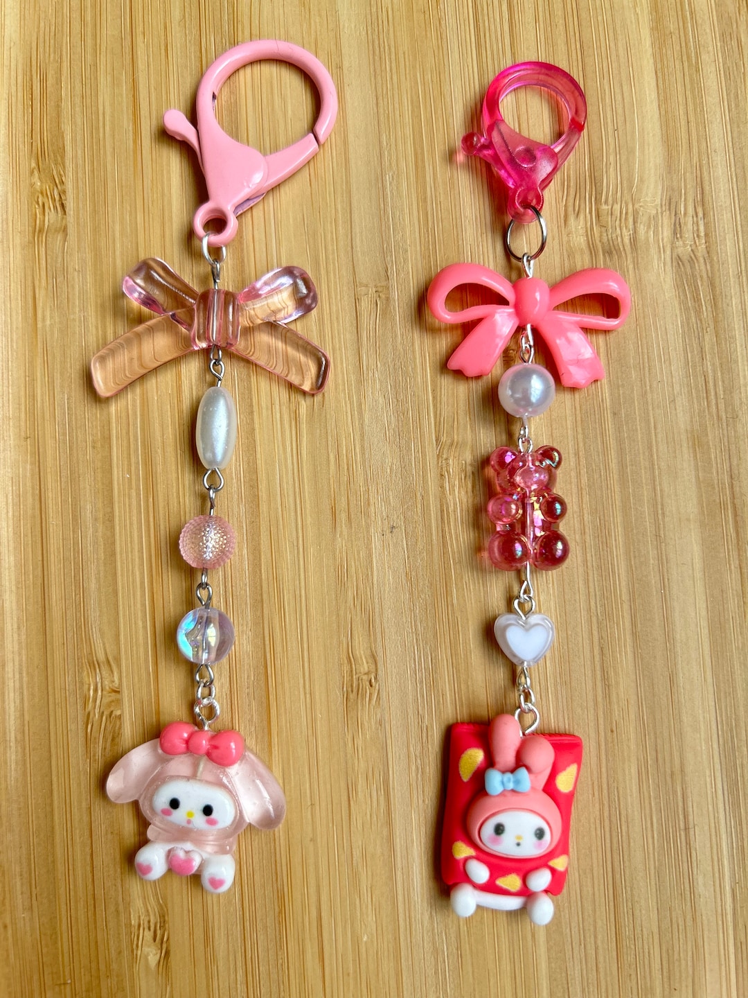 Super Cute HANDMADE My Melody Keychain, Keyring, Beaded Accessories ...