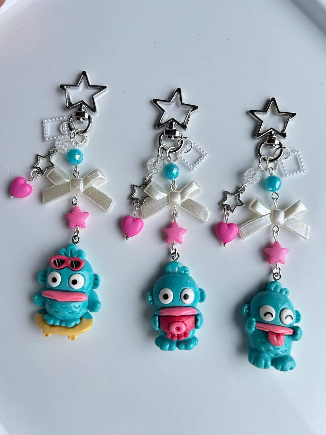 Super Cute Handmade Hangyodon Keychains,, Beaded Keyring, Sanriocore ...