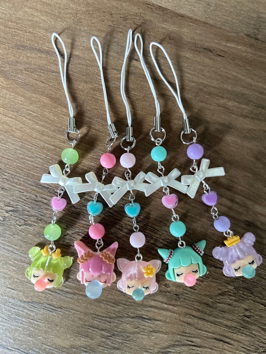HANDMADE Cute Kawaii Bubblegum Girl Phone Charms, Beaded Accessories ...