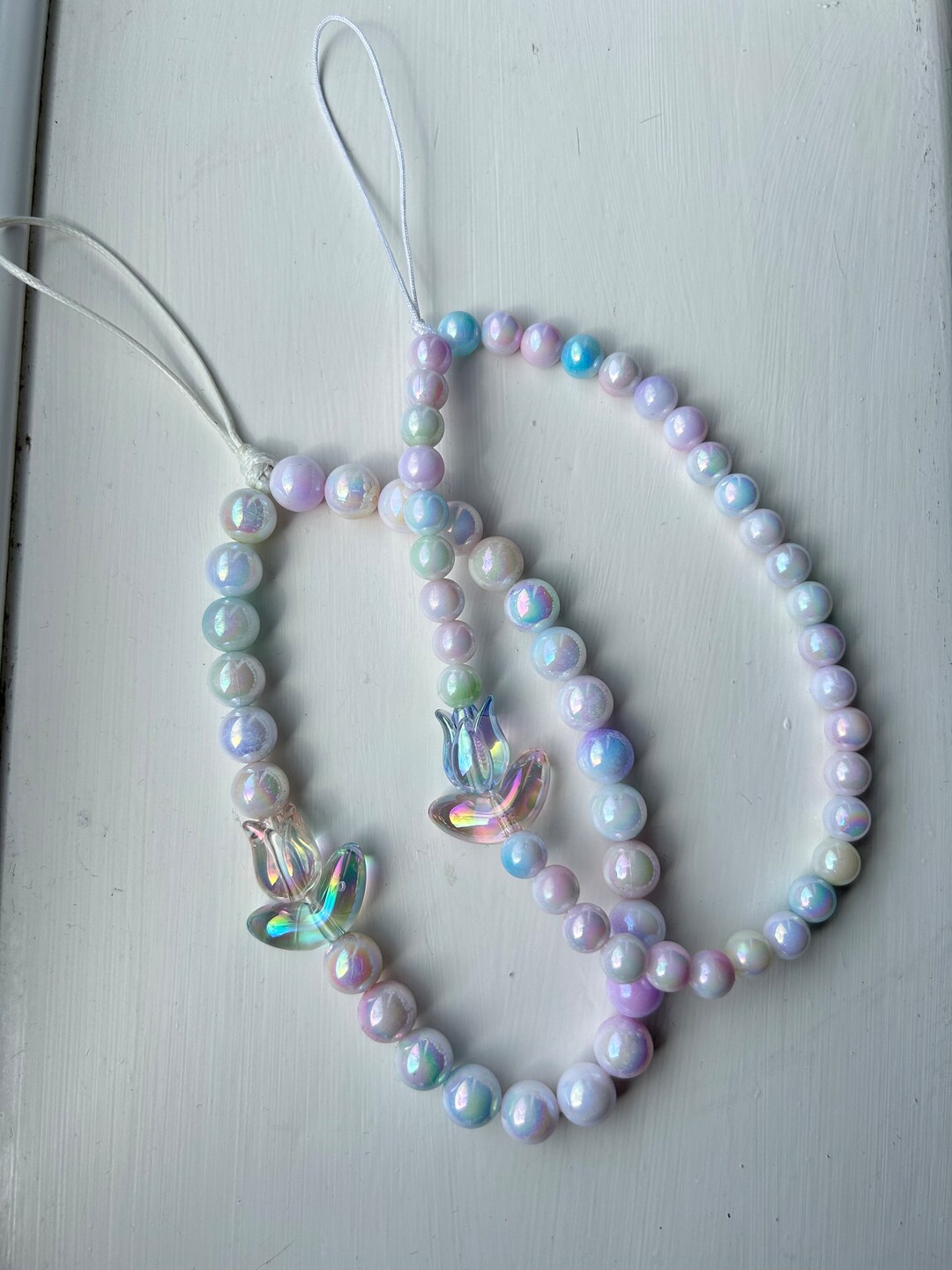 HANDMADE Cute Coquette Tulip Phone Charm, Beaded Jewelry, Oyster ...