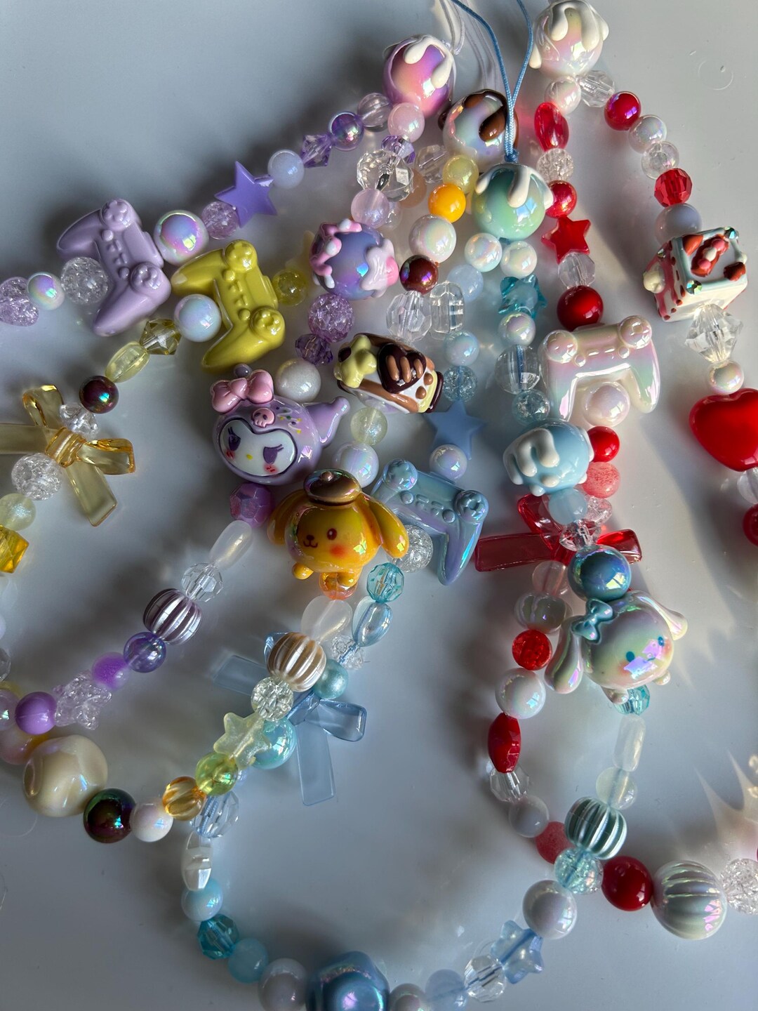 HANDMADE Cute Sanrio Inspired Gamer Girl Phone Charms, Beaded Jewelry ...