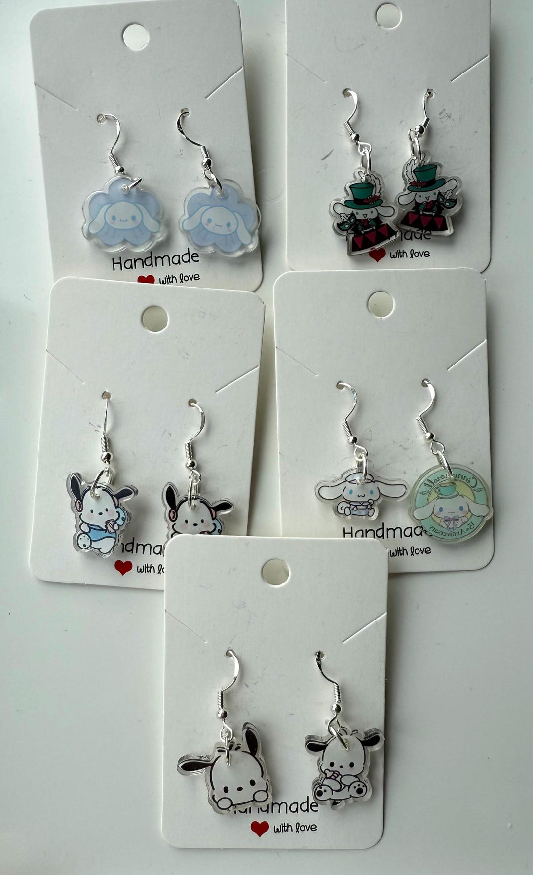 Handmade Cute Sanrio Themed Cinnamoroll and Pochacco Sterling Silver ...