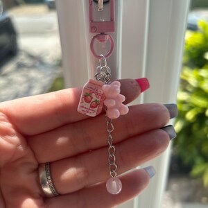 Cute Handmade Pastel Pink Kawaii Teddy Bear Keychain, Keyring, Bag ...