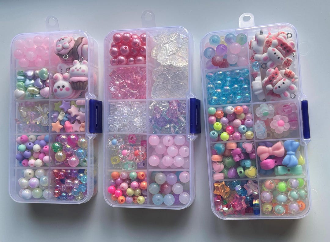 A Box of Cuteness Handmade Kawaii Bead Kit With Charms, Hearts, Bows ...