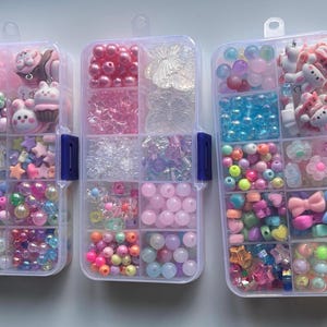 A Box of Cuteness Handmade Kawaii Bead Kit With Charms, Hearts, Bows ...