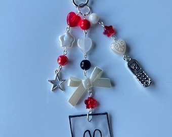 HANDMADE Cute Hand Drawn Shrinky Dink Miffy Inspired Keychain, Beaded ...