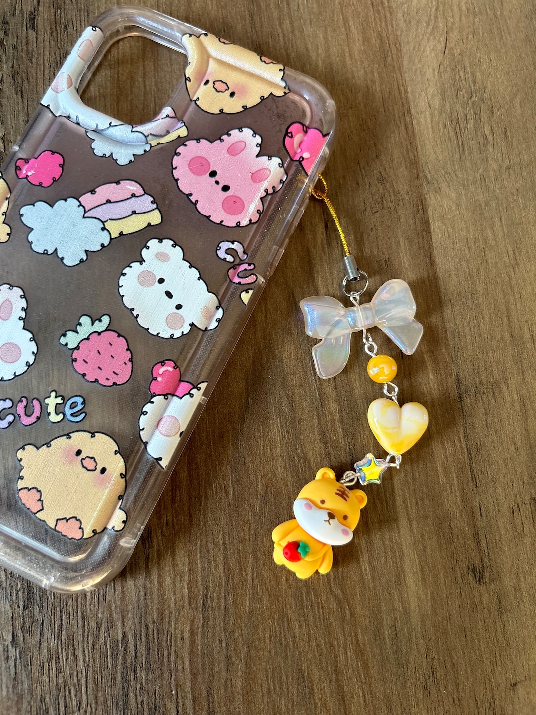 HANDMADE Cute Kawaii Honey Bear Phone Charm Beaded Jewelry - Etsy