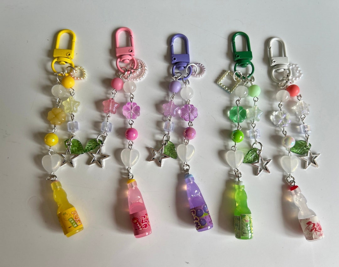 HANDMADE Kawaii Cute V2 Ramune Drink Bottle Keychains, Beaded ...