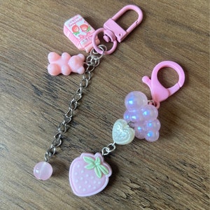 Cute Handmade Pastel Pink Kawaii Teddy Bear Keychain, Keyring, Bag ...