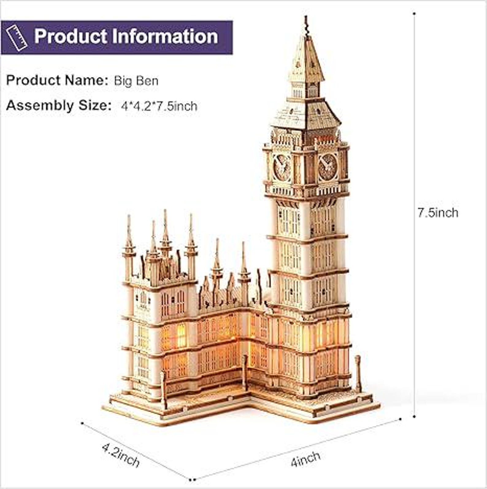 3D Wooden Puzzles: Big Ben Craft Model Kit - Etsy