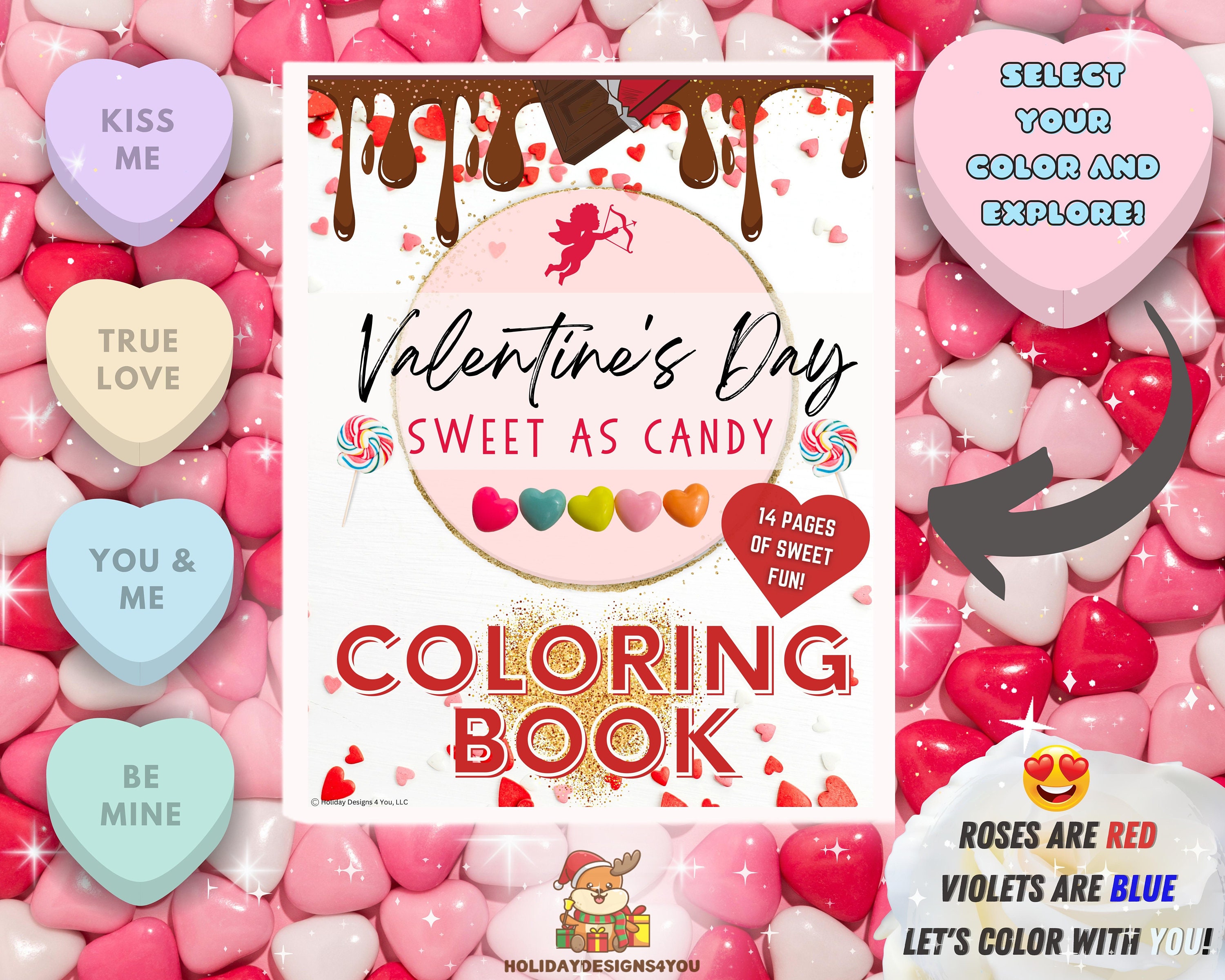 Sweet as Candy - Valentine's Day Coloring Pages, Valentines Coloring ...