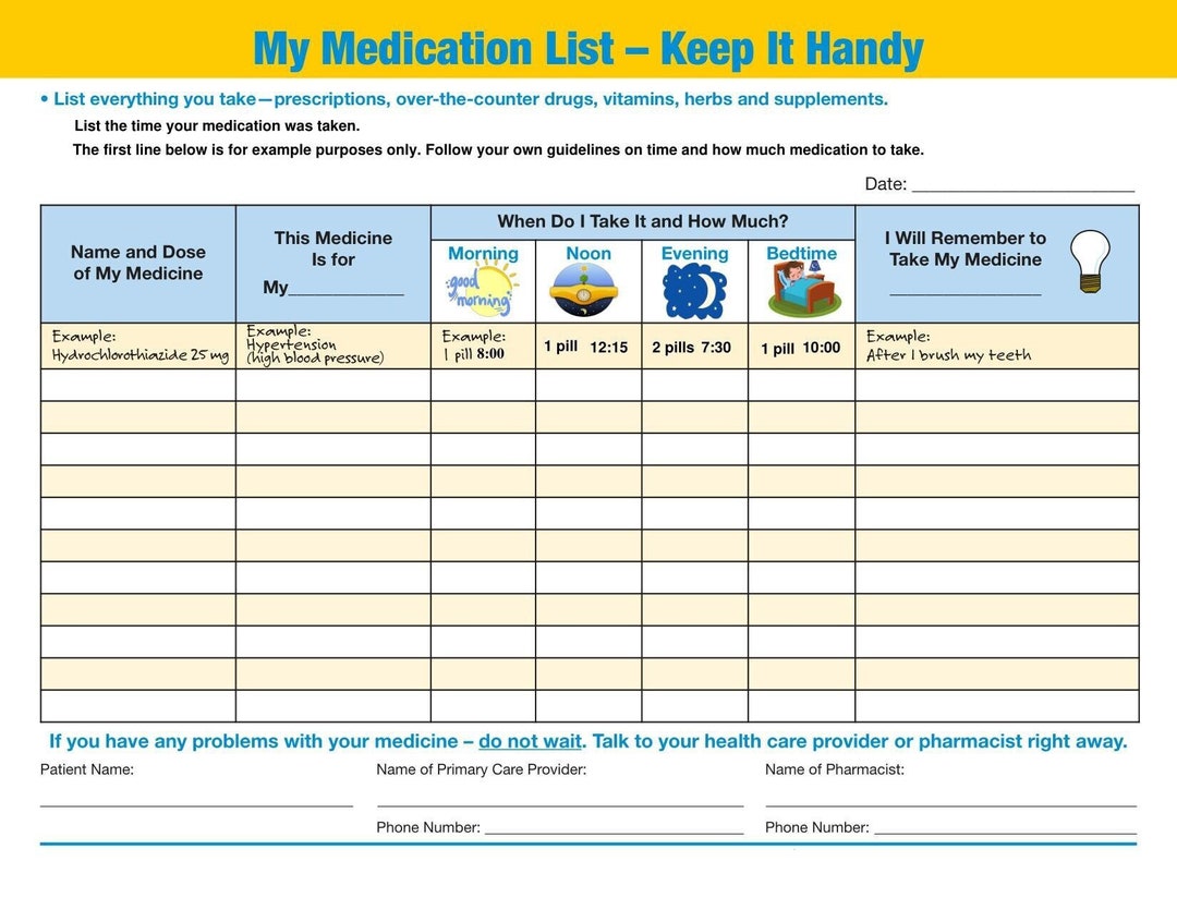 My Medication List - Etsy
