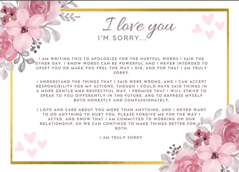 I Love You Apology Letter - Etsy